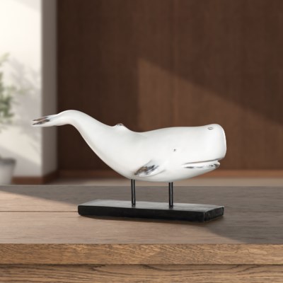 WHITE RESIN WHALE STATUE - Fern and Crow Gift Co.